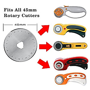 Rotary Cutter with 5pc Ø 45mm Cutting Blades Fabric Paper Cutter, Cloth Sewing Cutter Craft Supplies and Quilting Accessories, For Right- and Left-handed Users