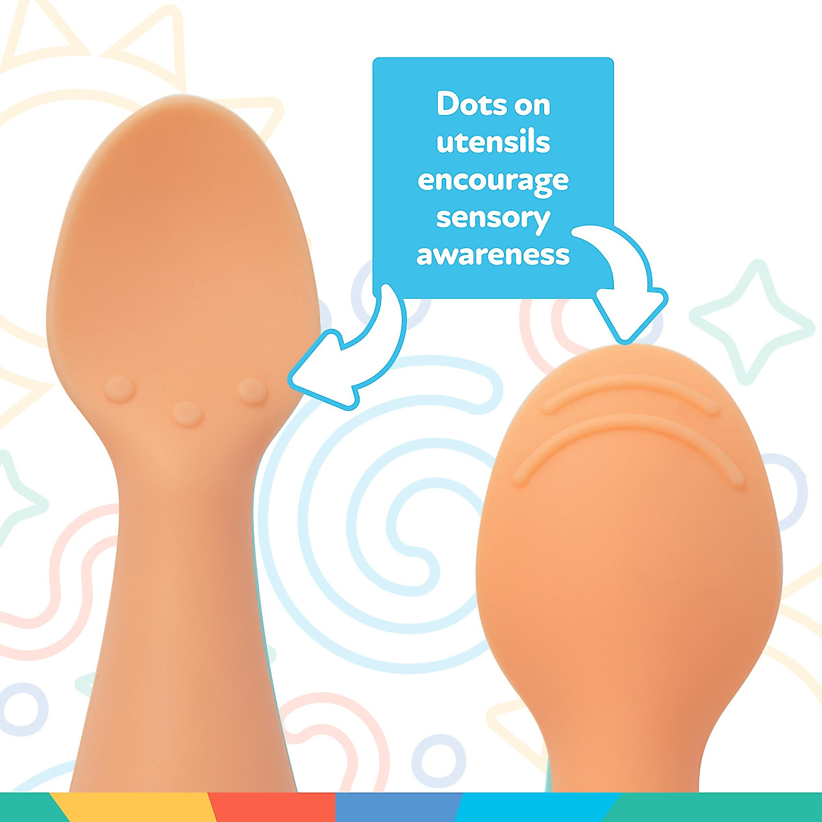 Nuby Silicone Mini Spoons - (2-Pack) Baby-Led Weaning Spoons for Babies - 4+ Months - Orange