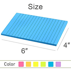 Lined Sticky Notes 4X6 in Bright Ruled Post Stickies Colorful Super Sticking Power Memo Pads Its Strong Adhesive, 6 Pads/Pack, 45 Sheets/pad