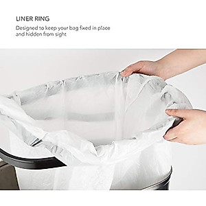 NINESTARS DZT-50-9BK Automatic Touchless Infrared Motion Sensor Trash Can, 13 Gal 50L, Black Steel Base (Oval, Black Lid)