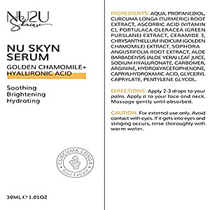 NU2U Skincare NU Skyn Serum | Hyaluronic Acid Serum for Face with Vitamin C | Brightening Serum for Dark Spots, Anti Aging, Fine Lines, and Wrinkles, Fragrance Free | 1.01 Fl. oz