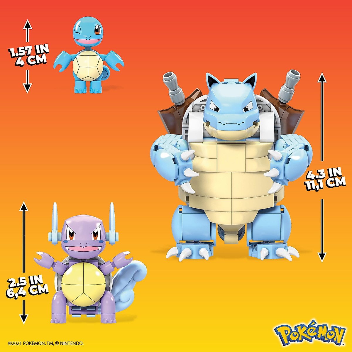 MEGA Pokémon Squirtle Evolution Building Set with 379 Bricks and Special Pieces, Toy Gift Set for Ages 8+ and up, HDH93