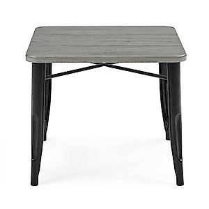 Delta Children Bistro Kids Play Table + Bistro 2-Piece Chair Set (Bundle), Black Metal/Grey Barnboard