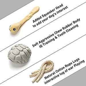 Sedioso Dog Toys, Multi-Function Dog Chew Toy for Teeth Cleaning, Dog Food Dispensing Toys for Medium, Large Dogs (Turtle, Grey)