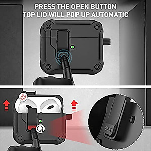 Valkit Compatible Airpods 3rd Generation Case Cover with Lock, Military Rugged Shockproof AirPod 3 Case for Men Women Hard Shell iPod 3 Protective Skin with Keychain for Air Pod 3rd Gen Case