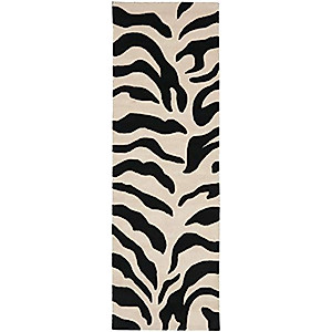 SAFAVIEH Soho Collection 2'6" x 8' Beige / Black SOH784A Handmade Premium Wool & Viscose Runner Rug