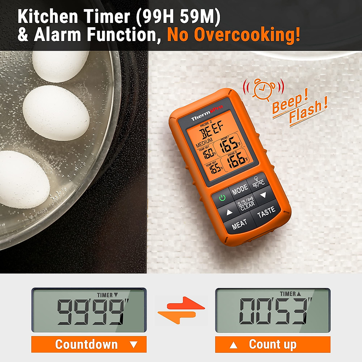 ThermoPro TP20 500FT Wireless Meat Thermometer+ThermoPro TP22S Digital Wireless Meat Thermometer for Grilling