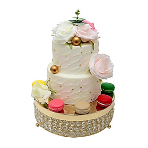 Kyriathe 14 Inch Beaded Cake Stands with Shining Crystal Beads Dessert Cookies Fruit Serving Tray for Wedding Birthday Party (Gold, 14'')