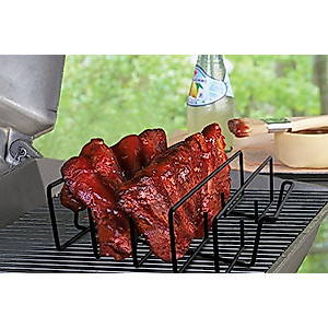 Artestia Rib Rack for Smoking and Grilling Barbecuing, Holds 4 Full Racks of Ribs, Non-Stick Rib Rack Fits 14" Gas Smoker or Charcoal Grill, Perfect Smoker Accessories Gift