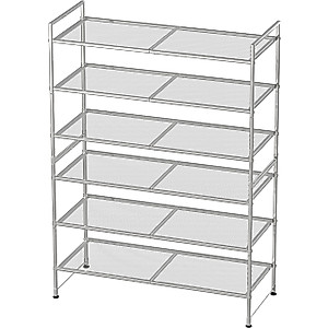 Simple Houseware 3-Tier Stackable Shoe Shelves Storage Utility Rack, Silver