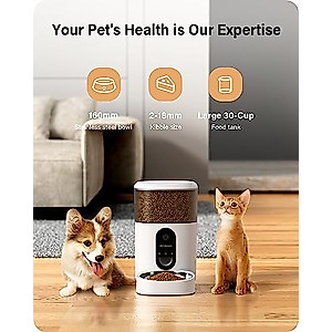 Hicreate Automatic Cat Feeder with Camera, Night Vision, 1080P HD Video & WiFi APP Control Automatic Cat Food Dispenser, 4L Dry Food Feeder for Cats and Dogs, Set up to 8 Meals, Timer, Sound Alerts