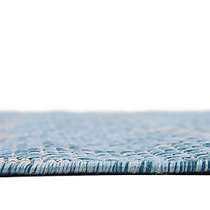 Unique Loom Outdoor Trellis Collection Area Rug (7' 1" x 10' Rectangle, Aquamarine/ Gray)