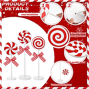 Amyhill 3 Pcs Christmas Candy Table Decor Wooden Christmas Tiered Tray Decor Red White Candy Centerpieces Xmas Tabletop Decorations Rustic Farmhouse Block Sign for Christmas Holiday Party Supplies