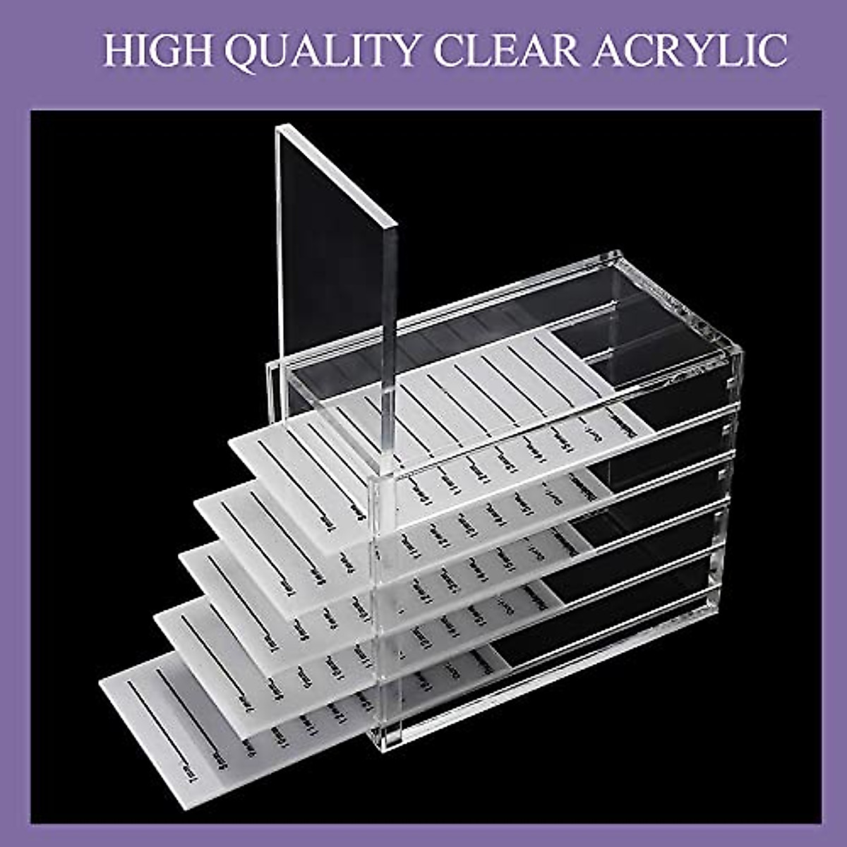 Dfsuiwk 5 Layers Acrylic Clear Eyelash Storage Box False Eyelash Container Case Lash Display Organizer for Grafting Lash Extension