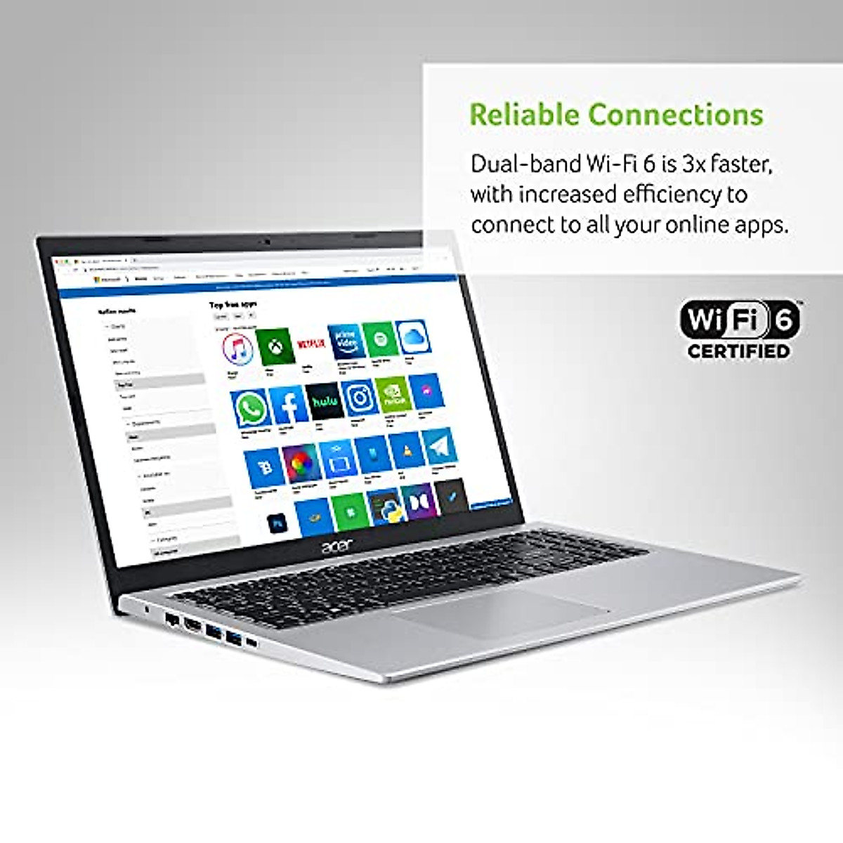 Acer Aspire 5 A515-56-347N Slim Laptop - 15.6" Full HD IPS Display - 11th Gen Intel i3-1115G4 Dual Core Processor - 8GB DDR4 - 128GB NVMe SSD - WiFi 6 - Amazon Alexa - Windows 11 Home in S Mode,Silver