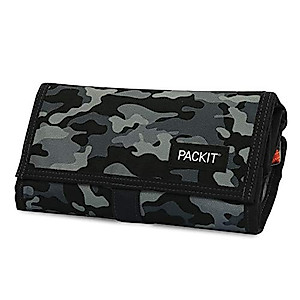 PackIt® Freezable Lunch Bag, Charcoal Camo, Built with EcoFreeze® Technology, Foldable, Reusable, Zip and Velcro Closure with Buckle Handle, Perfect for Fresh Lunch On the Go