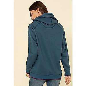 Kimes Ranch Women's Two Scoops Logo Casual Pullover Cowl-Neck Draw-String Long Sleeve Fleece Hoody, Charcoal, Large