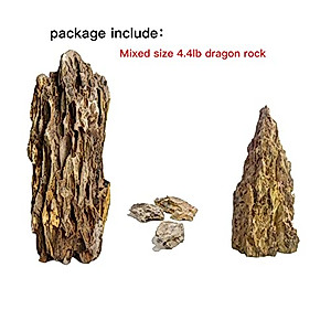 AWXZOM 4.4lb+ Natural Dragon Rock Carefully Selected Mixed Sizes, Decorative Aquarium Rocks, Aquarium Stones for Fish Tank