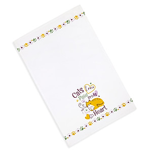 Cackleberry Home Cat Lover Cotton Kitchen Towel Set - You Had Me at Meow and Cats Leave Paw Prints on Your Heart