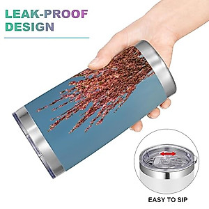 Jesmacti 20Oz Hot Drink Tumbler Cherry Blossom Tree Berlin Germany Pink Flowers Lighted Sun Morning Clear Hot Cold Tumbler Travel Coffee Mug for Travel