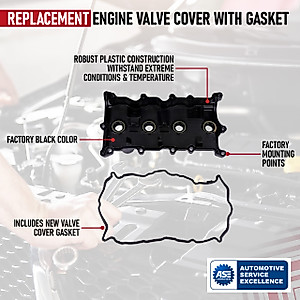 Replacement Engine Valve Cover with Gasket - Compatible with Nissan Altima 2.5L 2007-2012 and Sentra 2007-2012 - Replaces 13264JA00A, 13270JA00A, CNVG-D1230 - Rocker, Camshaft Covers