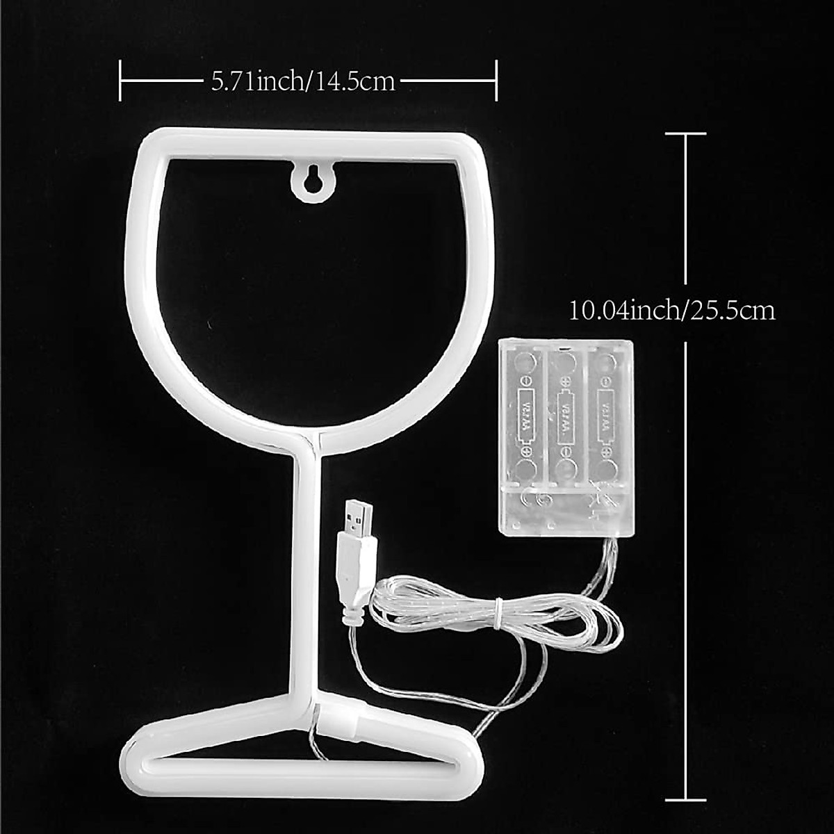 JYWJ Wine Glass Neon Sign,USB or 3-AA Battery Powered Neon Light,LED Table Decoration,Bedroom Wall Decoration,Birthday Gift,Wedding Supplies Business Gift(Warm)