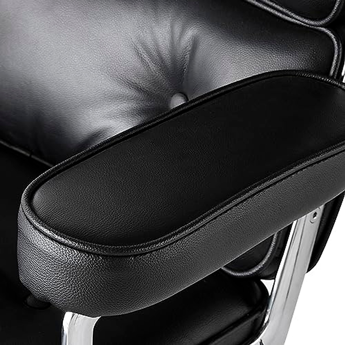 DHAEY Black Office Chair,PU Leather Desk Chair with Wheels,Adjustable Computer Executive Chair,Swivel Task Chair with Soft Backrest & Mute Pulley & Soft Sponge,Tilt Back to 120°,Easy to Assemble