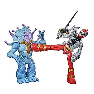 Power Rangers Dino Fury Battle Attackers 2-Pack Red Ranger vs. Doomsnake Martial Arts Kicking Action Figure Toys Inspired by TV Show Ages 4 and Up