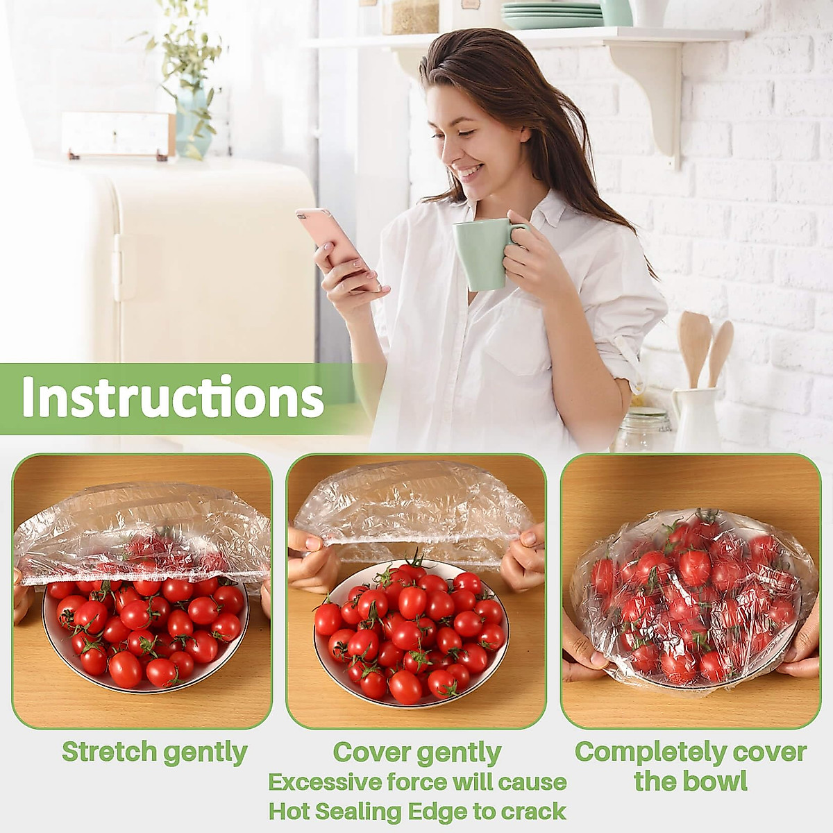 MAQIHAN 100 Bowl Covers Bread Proofing - Large Plastic Wrap for Food Sourdough Bread Baking Bread Rising Elastic Reusable Plate Covers Outdoor Food Fresh Keeping Bags Shower Cap Hair Deep Conditioning