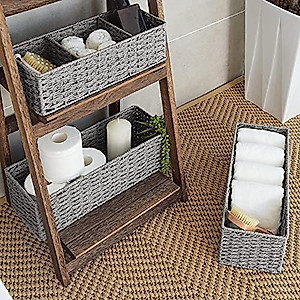 StorageWorks 2-pack Round Paper Rope Storage Baskets + 2-pack Bathroom Storage Organizer Basket