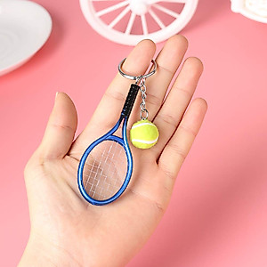 X Hot Popcorn 5 Color Mini Tennis Racket with Ball Keychain Key Ring