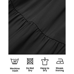 ZESICA Women's 2024 Summer Square Neck Short Puff Sleeve Solid Color High Waist Casual Smocked Flowy A Line Tiered Midi Dress