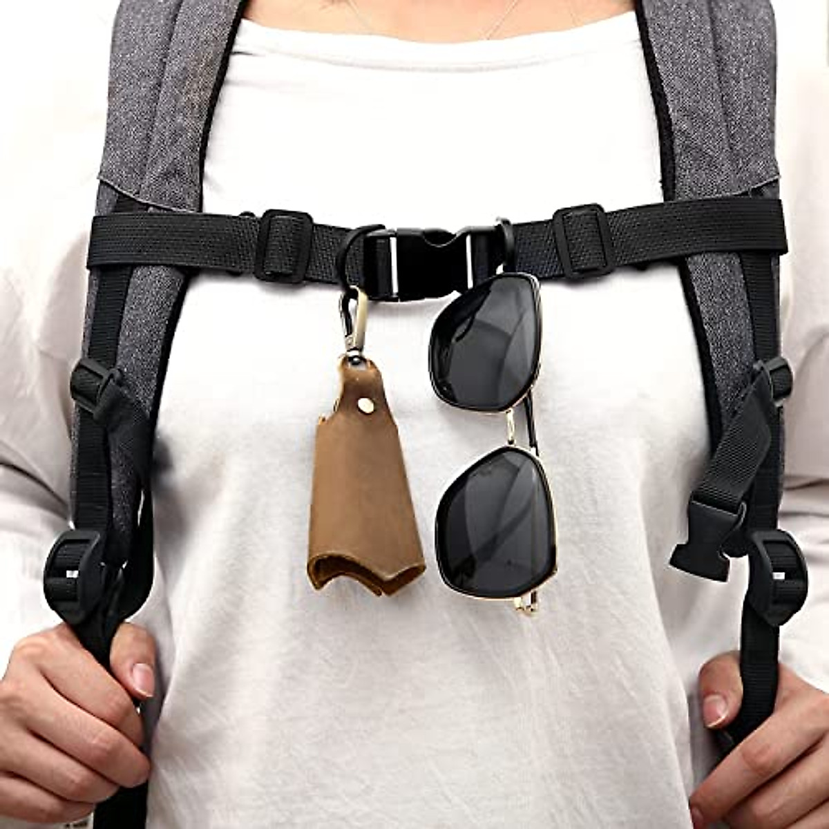 Ikerall Sternum Strap Backpack 3-pack,Adjustable Chest Strap with Emergency Whistle Buckle Suitable for Universal Outdoor Fabric Backpack Straps(Black)