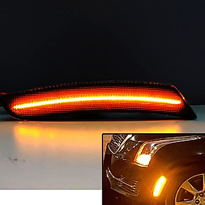 CTS/ATS Amber LED Front Side Marker Lamps Replacement for 2014-2020 Cadillac CTS & 2015-2020 Cadillac ATS Smoked Lens LED Turn Singal Lights Kits Replace OEM Sidemarker Lamps