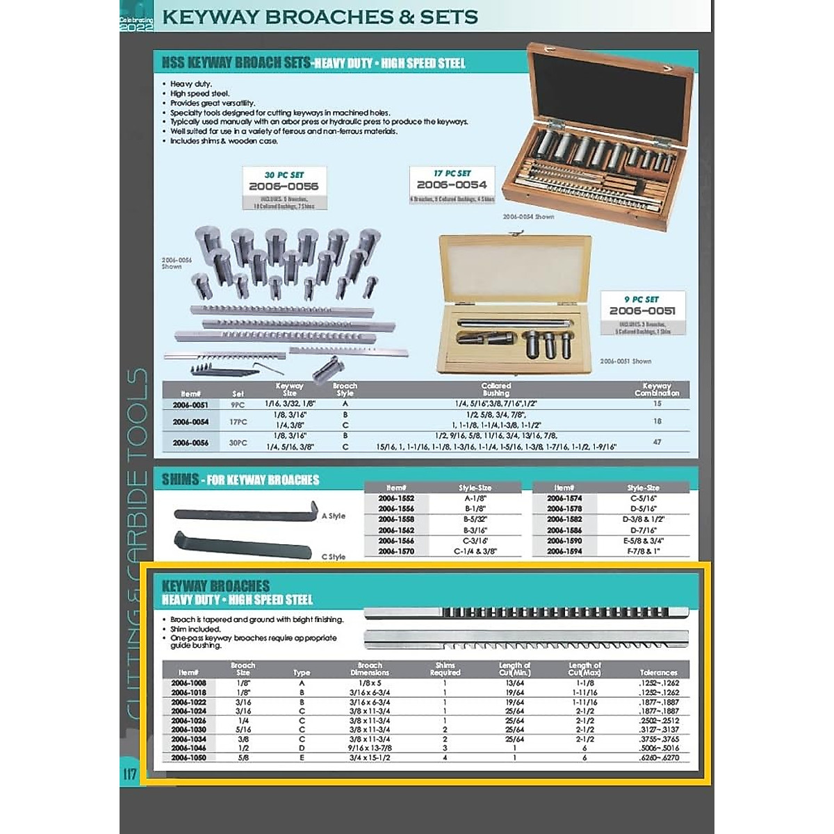 HHIP 2006-1024 3/16 Inch C HSS Keyway Broach with 1 Shim
