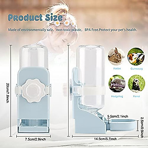 Rypet Rabbit Water Bottle No Drip - 17oz Hanging Water Fountain Automatic Dispenser Pet Cage Water Feeder for Bunny Chinchilla Guinea Pig Hedgehog Ferret Pink