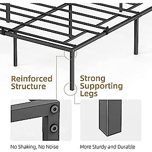 ELETHEBIA Full Bed Frame Platform,14 Inch Metal Full Size Bed Frames No Box Spring Needed,Heavy Duty Steel Slat Mattress Foundation,Easy Assembly,No Noise and No Shaking