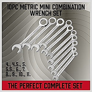 Premium Midget Wrench Set - 22-Piece Mini Combination Wrench Set, Metric & SAE Ignition Wrench Set, 4-10mm & 5/32'' to 7/16'', Li ghtweight Small Wrench Set with Carry Pouch