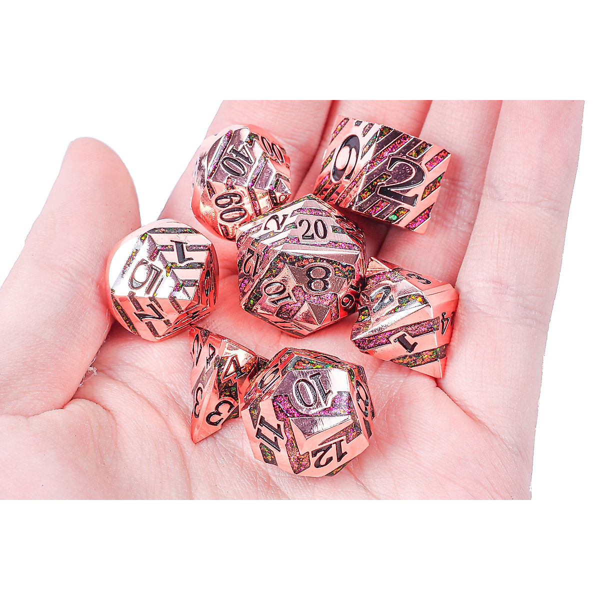 Copper Vein of Magic DND Metal Dice Set for Dungeons and Dragons Gifts, D&D, D and D, Pathfinder, Accessories, D20, Polyhedral, Resin Dice, Metal, Dice Tray, Tower, Bag, Box