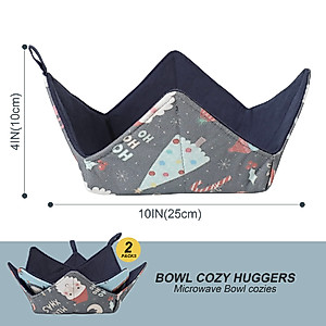 Mepple Microwave Bowl Cozy，Hot Soup Bowl Holders, Multipurpose Potholders for Hot & Cold Foods, Bowl-Shaped Containers, Essential Kitchen Utensils Gadgets, Set of 2,Blue and Grey
