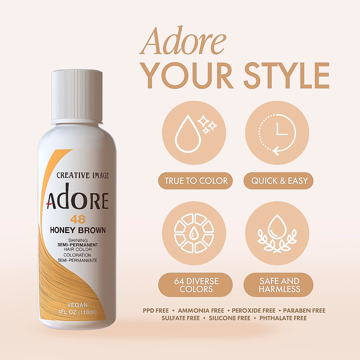 Adore Semi Permanent Hair Color - Vegan and Cruelty-Free Clear Hair Dye - 4 Fl Oz - 010 Crystal Clear (Pack of 2)