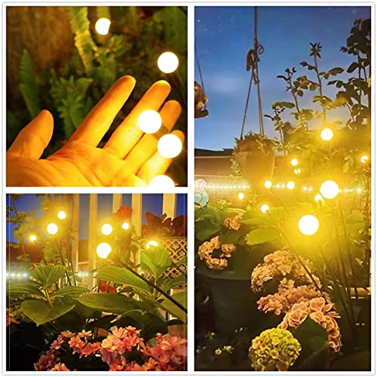 YOULESHU Solar Firefly lamp, Garden Lawn Firefly lamp, Outdoor Waterproof Solar lamp, Wind Swaying lamp, Solar Garden Light, Patio, Path, Lawn Decoration（4 Pack Warm Light）