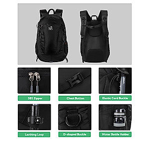 WATERFLY Lightweight Day Hiking Backpack: Travel Waterproof Daypack Trekking Bagpack Hike Day Bag for Camping Climbing Man Woman