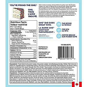 ONE Protein Bars, Birthday Cake, Gluten Free Protein Bars with 20g Protein and only 1g Sugar, Guilt-Free Snacking for High Protein Diets, 2.12 Oz, 12 Count