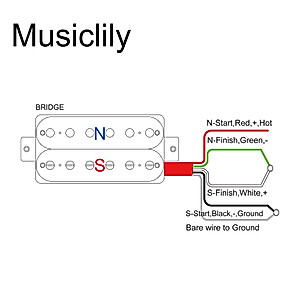 Musiclily Basic 52mm Ceramic Humbucker Double Coil Bridge Pickup for Electric Guitar, Black