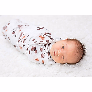 lulujo Birth Announcement Hat & Swaddle Blanket Set| Unisex Softest Bamboo Muslin Baby Swaddle Blanket| Neutral Receiving Blanket | 47in x 47in| Bamboo Knot Hat | Hello! Birth Announcement Sticker