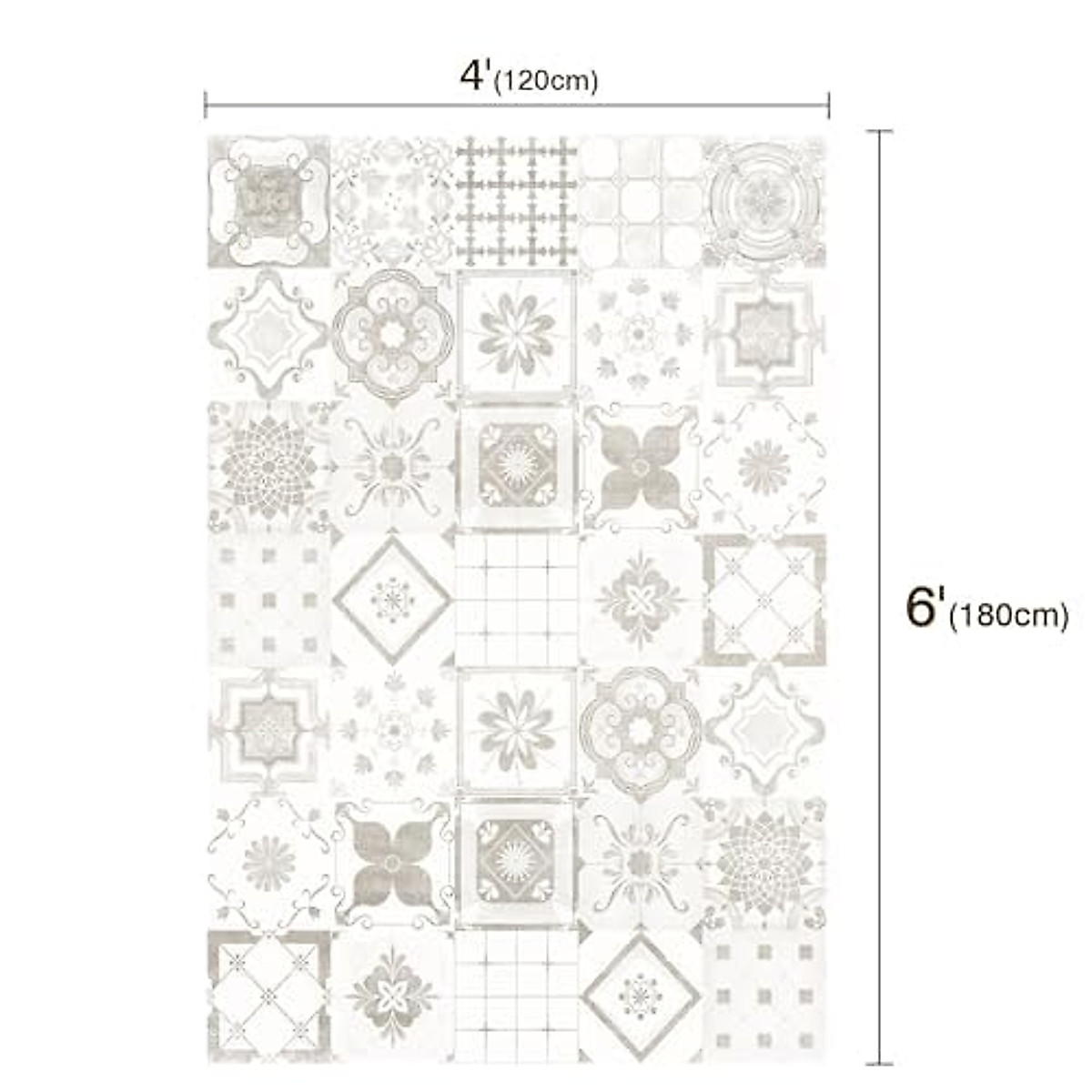 YUNHECHUHAI Natural Collection Area Rug, Thickened with Silicone-Backed Non-Slip Design, Odor-Free, Non-Shedding, Easy to Maintain. Ideal for Living, Dining, Bedroom(Geometry - Gray/White, 4x6ft)