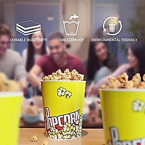 EGGKITPO 32 Oz Popcorn Buckets 50 Pack Retro Style Disposable Popcorn Box Grease Resistant Small Popcorn Holer for Home Movie Night Birthday Christmas Concession Stands Popcorn Bars