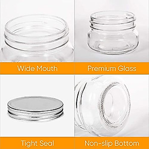 Accguan Mini Mason Jars,glass jar 5OZ With Lids（Silver,Ideal for Jam,Honey,Wedding Favors,Shower Favors,40 PACK