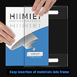 HIIMIEI 8.5x11 Acrylic Wall Sign Holder with Double Sided Tape, 8 1/2 x 11 clear plastic plexiglass sign holder for Office, Home, Store, Restaurant-No Drilling(6 Pack)
